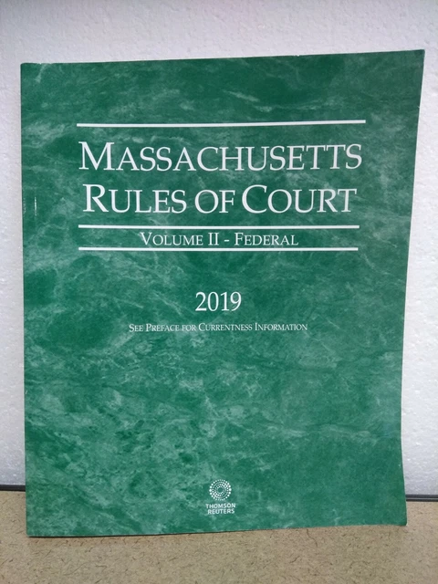 MASSACHUSETTS RULES OF Court Federal 2019 Edition Volume 2 II Paperback ...