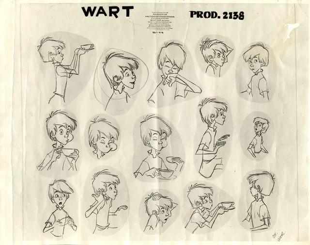 DISNEY:SWORD AND THE Stone: Original Stat Model Sheet-Wart-1963 $295.00 ...