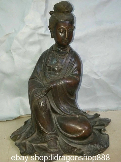 14 &CHINE ANCIENNE rare statue de bouddha en cuivre Guanyin assis EUR 1.620,00 - PicClick FR