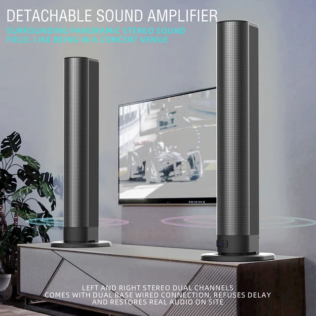 WIRELESS TV SOUNDBAR Speaker Bluetooth 5.0 3D TWS Sound Bar Home ...