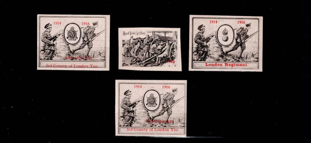 4 VIGNETTES RÉGIMENTAIRES DELANDRE France England poster stamps WWI ...