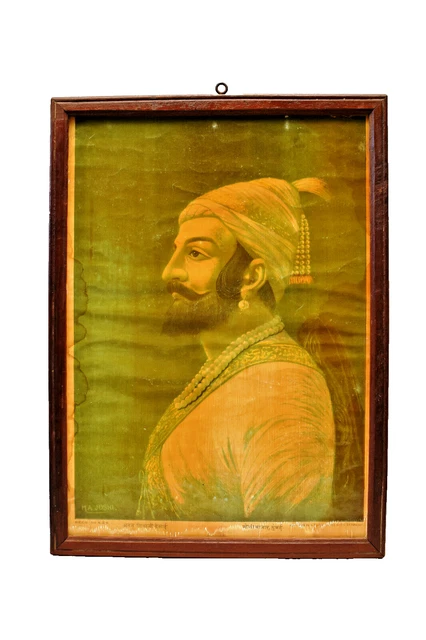 CADRE VINTAGE RAJA Ravi Varma Press Oleograph Chhatrapati Shivaji ...