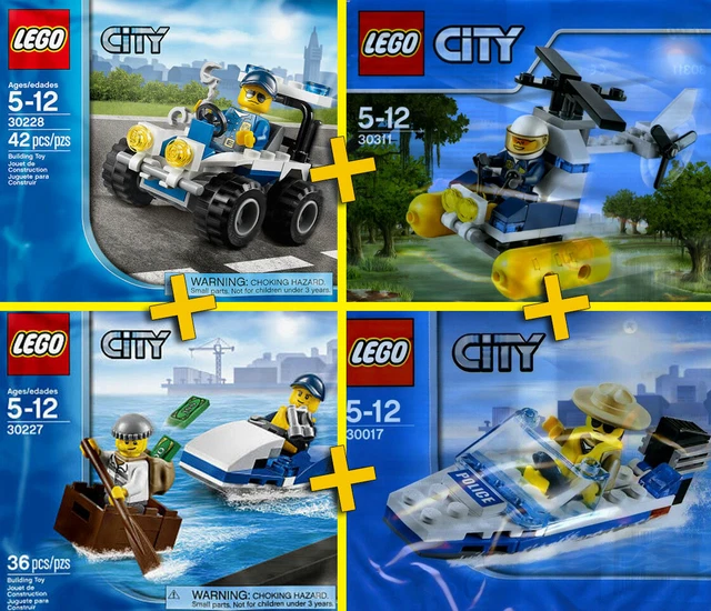 LEGO CITY 30017, 30227, 30311, 30228 - Figures, Car, Boat, Helico ...