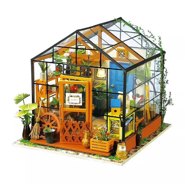 CATHY'S FLOWER HOUSE Greenhouse DIY Miniature Dollhouse £23.60 ...