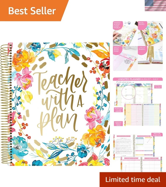 UNDATED TEACHER PLANNER & Calendar - Academic Organizer with Colorful ...