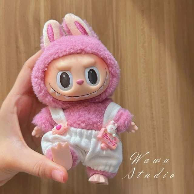 POP MART LABUBU The Monsters Plush Doll Diy Clothes Pink Hoodie+ ...