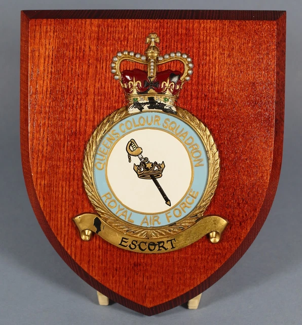 ROYAL AIR FORCE Queen's Colour Squadron Heraldic Shield Plaque Coat ...