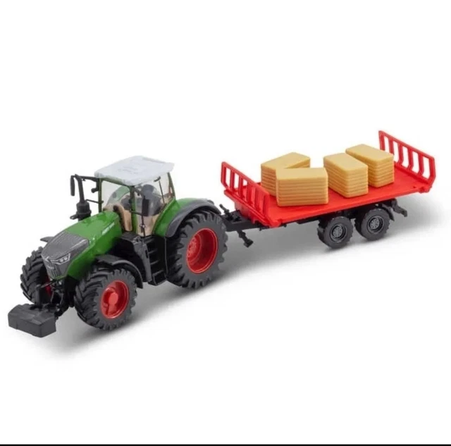 FENDT VARIO 1050 Toy Tractor and Trailer with Bales 1:50 Scale Diecast ...
