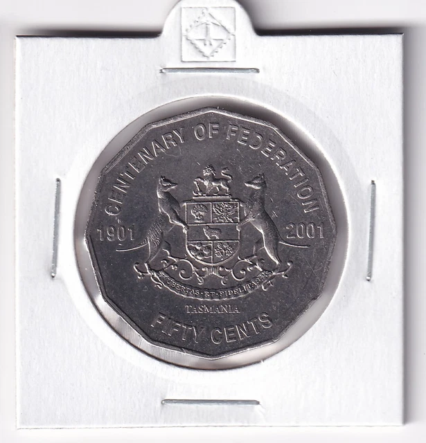 AUSTRALIAN: 2001 50 Cent Tasmania Federation Circulated Coin In 2X2 ...