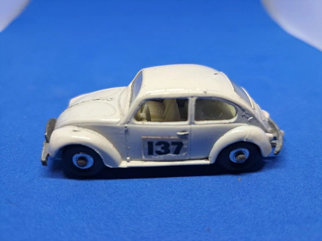 MATCHBOX LESNEY VOLKSWAGEN Bug Beetle VW 1500 Saloon Race Car White No ...