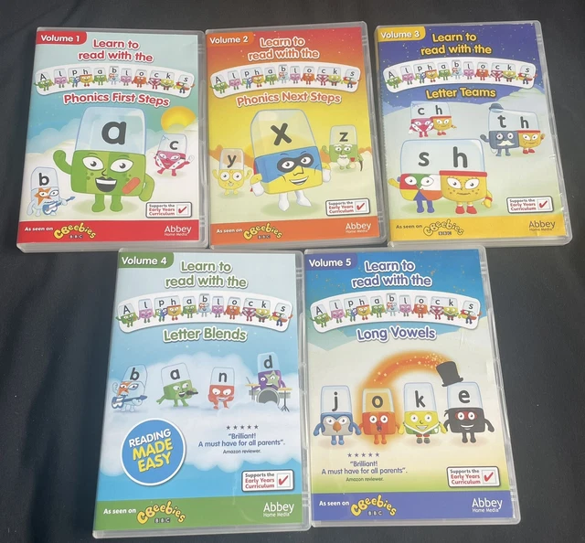 ALPHABLOCKS COLLECTION DVD Box Set Volumes 1-5 CBeebies Phonics Reading ...