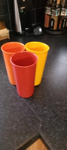 VINTAGE 3 X Tupperware Stackable Beakers Tall Cups Tumblers NO Lids £10 ...