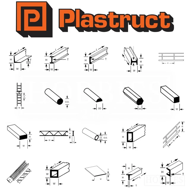 PLASTRUCT STYRENE STRIP Rods Tubes Angles Model Scratch Building ...