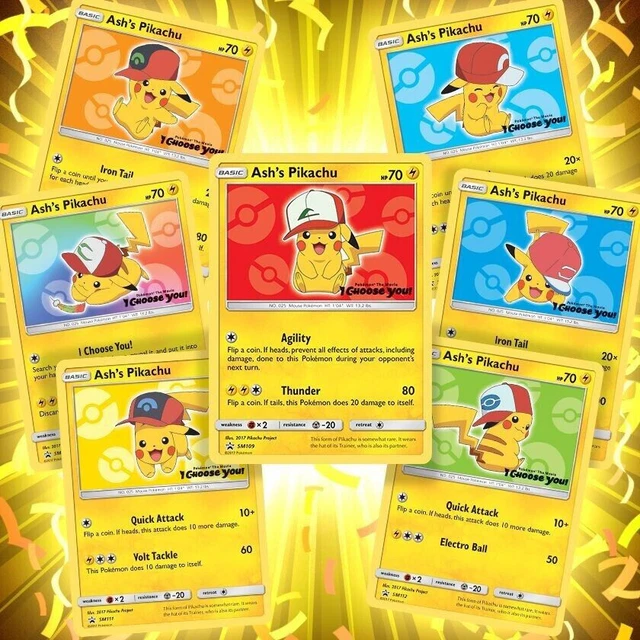 *NEW* POKEMON ASH'S Pikachu Complete Set I Choose You Movie Cards SM108-114 £59.99 - PicClick UK
