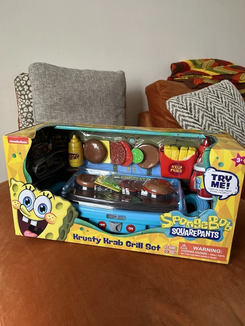 SPONGEBOB SQUAREPANTS KRUSTY Krab Grill Set Sizzle Sound 32 Pcs BRAND ...