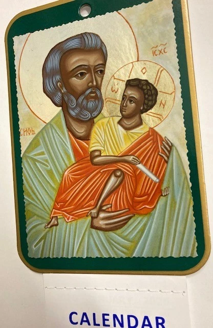 A TRADITIONAL 4&X 5" BOARD CALENDAR WITH 2026 TAB : SAINT JOSEPH IKON £ ...