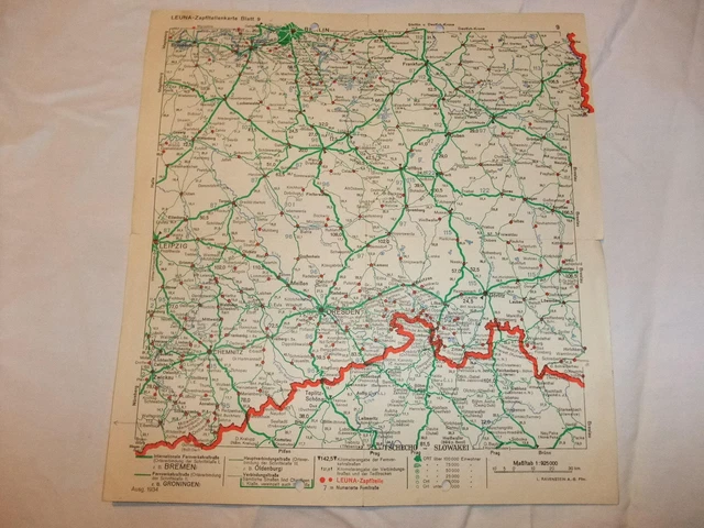 ALTE LANDKARTE KARTE Lageplan Leuna - Zapfstellenkarte mit Verzeichnis ...