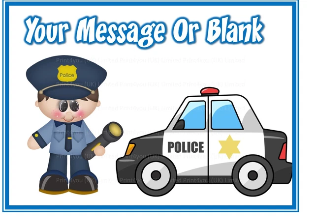PERSONALISED CAKE TOPPER edible icing sheet A4 ND1 Cartoon Police man ...