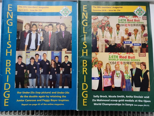 ENGLISH BRIDGE UNION (EBU) magazines, 2014 to 2025 £42.28 - PicClick UK