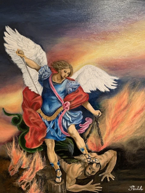 QUADRO OLIO SU tela Arcangelo Michele EUR 100,00 - PicClick IT