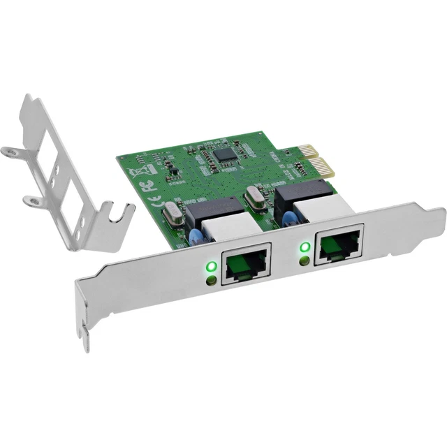INLINE® DUAL GIGABIT Netzwerkkarte, 2x RJ45 1Gb/s, PCIe x1, inkl. LP ...