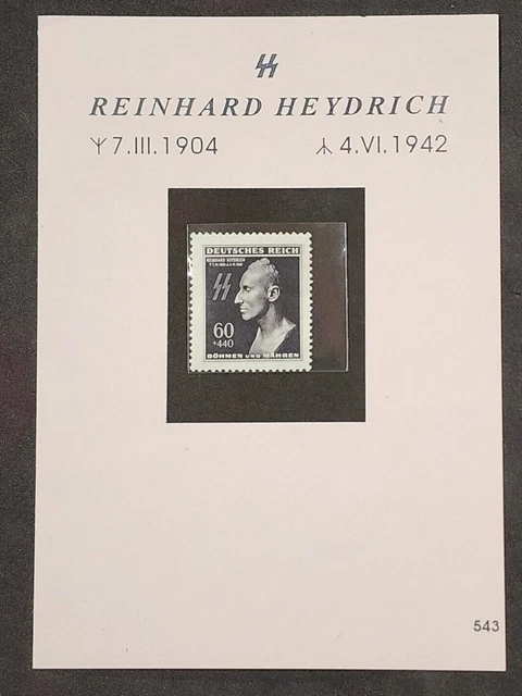 WW2 WWII GERMAN Third Reich NSDAP Reinhard Heydrich death mask stamp w ...