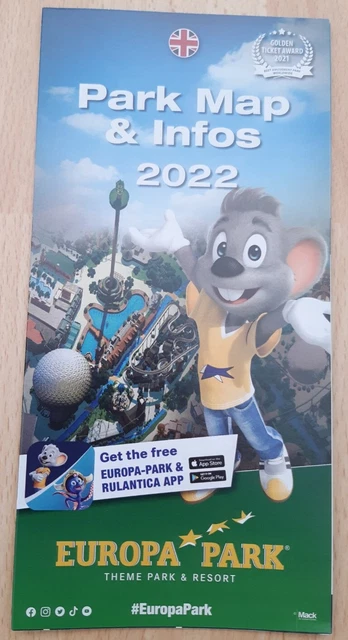 EUROPA-PARK 2022 GREEN Park Map, German Theme Park, Mack Rides, English ...