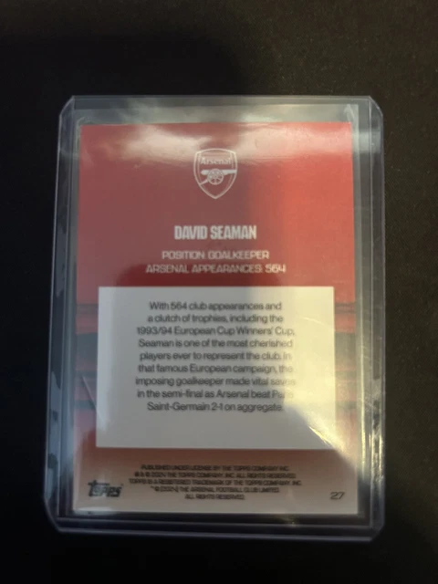 2023-24 TOPPS ARSENAL Team Set David Seaman North London inserto oro/49 ...