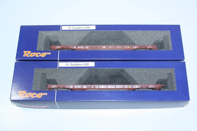 ROCO H0 67211 (2x) Niederflurwagen der DB "Rollende Landstrasse" ,OVP ...