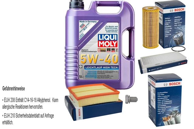 BOSCH INSPECTION SET 5l Liqui Moly Bon fonctionnement High Tech 5W-40 pour EUR 120,32 - PicClick FR