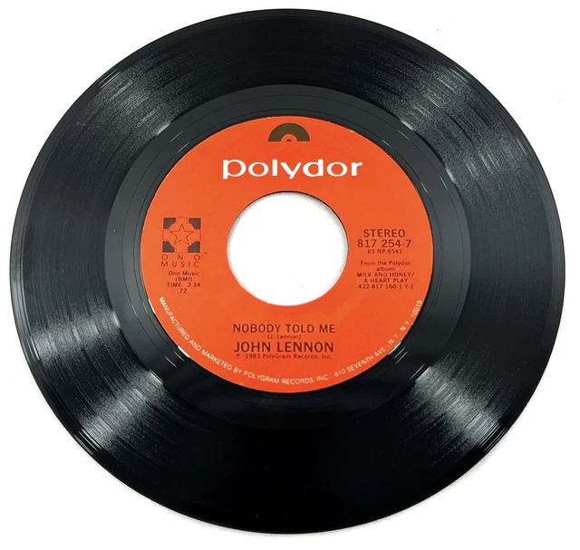 JOHN LENNON NOBODY Told Me Yoko Ono O’Sanity 45 RPM Vinyl Record ...