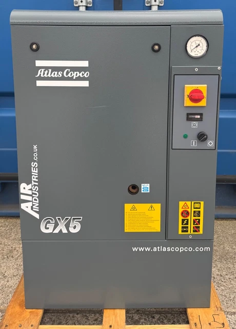 ATLAS COPCO GX5 Floor Mounted Rotary Screw Compressor 5.5Kw, 21Cfm! £ ...