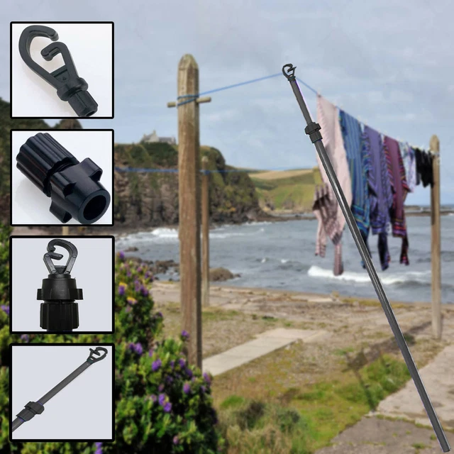 2.4M HEAVY DUTY Extendable Prop Washing Line Telescopic Metal ...