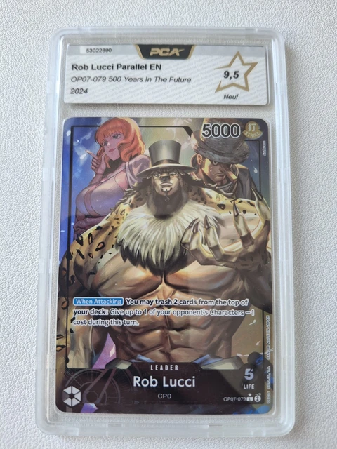CARTE ONE PIECE PCA 9,5 Rob Lucci Parallel Leader EN Op07-079 Ultra Rare Neuf... EUR 59,90 ...