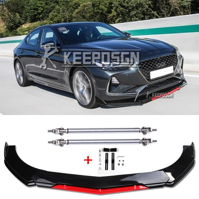 FOR GENESIS G70 G80 G90 GV80 Front Bumper Lip Splitter Red Chin + 2x Strut Rods £75.33 - PicClick UK