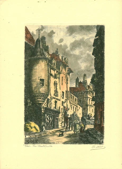 EAU FORTE GRAVURE Paris rue Hautefeuille Ch Nollet EUR 39,99 - PicClick FR