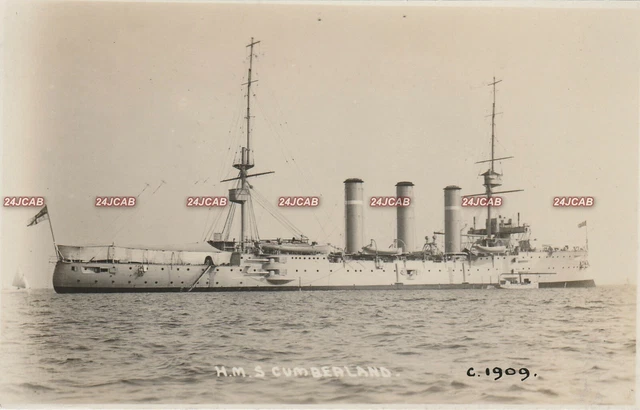 ROYAL NAVY RP Postcard. HMS "Cumberland" Armoured Cruiser. WW1 c 1909 ...