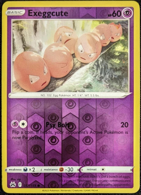 EXEGGCUTE 57/159 REVERSE Holo Crown Zenith - Pokemon TCG - Mint $2.99 ...