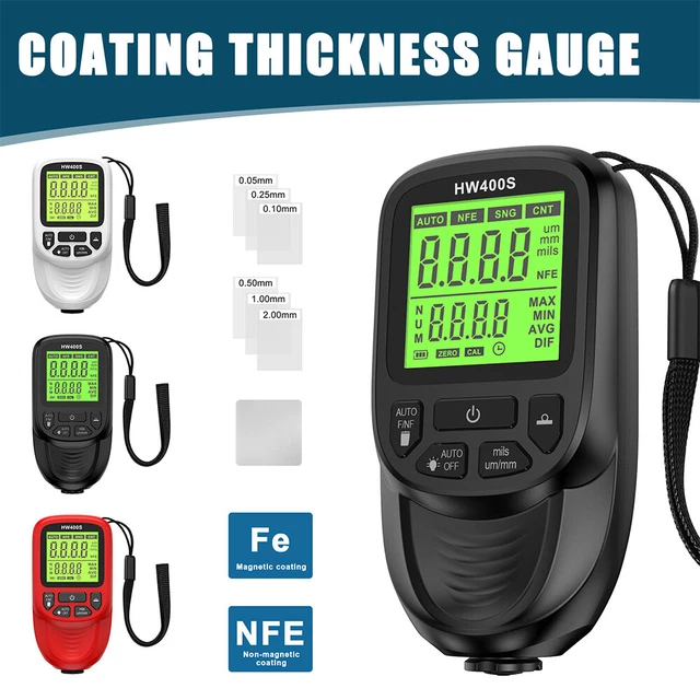 PAINT THICKNESS GAUGE Meter Fe/NFe Coating Car Paint Depth Gauge 0 to ...