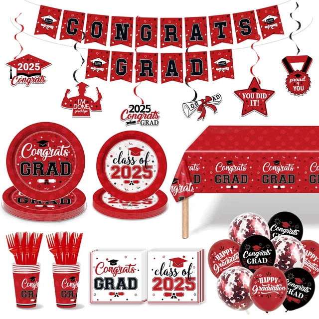 GRADUATION DECORATIONS 2025 182Pcs 2025 Graduation Party Decorations ...