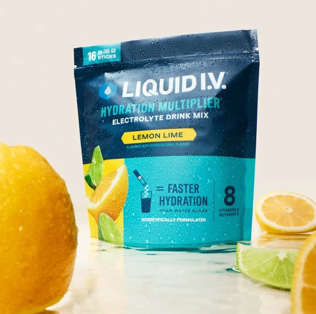LIQUID IV HYDRATION Multiplier Drink Mix Lemon Lime 16 Sticks 9.03 oz ...