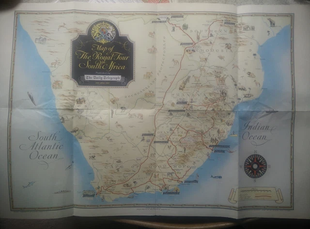MAP OF THE 1947 Royal Family Tour of South Africa The Daily Telegraph £ ...