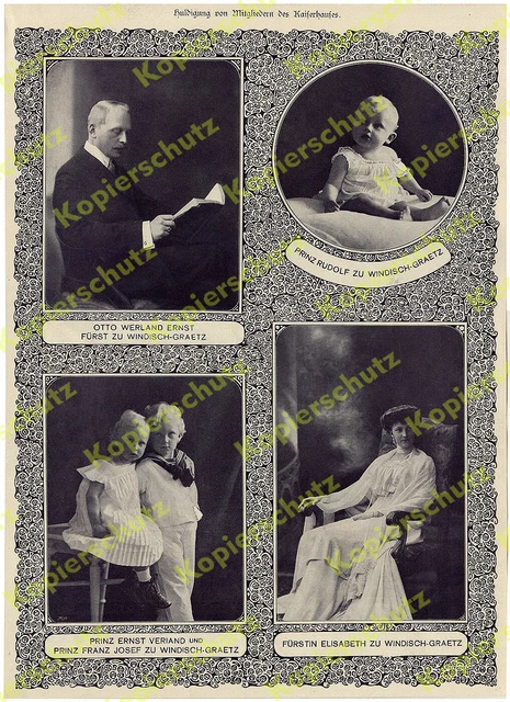 ADEL FÜRST ZU Windisch-Graetz Familie Kinder Kaiserhuldigung Habsburg Wien 1908 EUR 99,95 ...