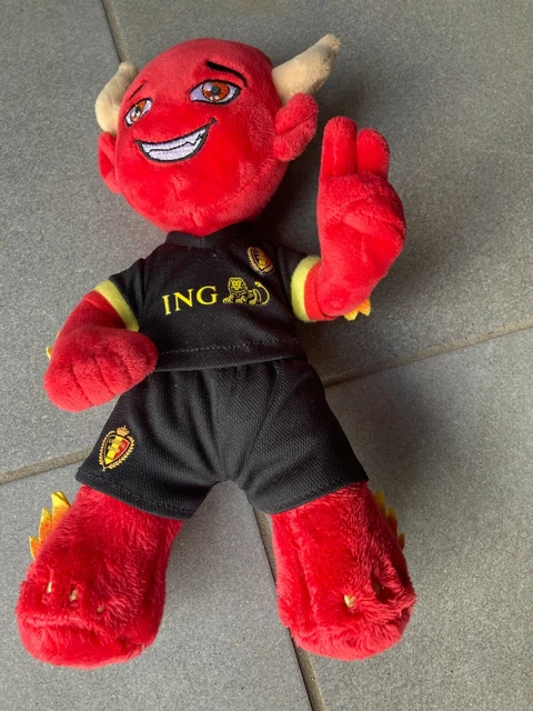@NEUF PELUCHE MASCOTTE Football Foot Belgique Ballon Red Devil Diable ...