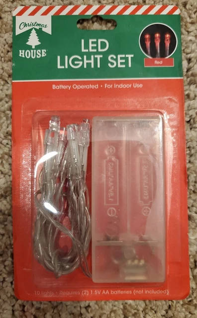 NEW CHRISTMAS HOUSE Red LED Light Set of 10 lights BATTERY OPERATED £8. ...