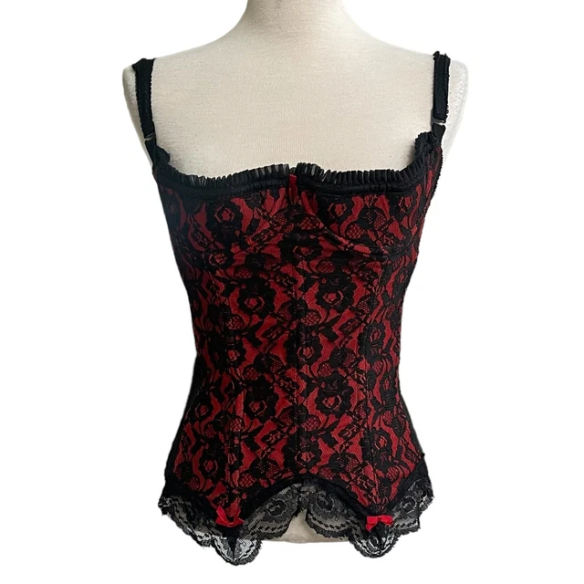 VINTAGE VICTORIAN RED Lace Corset ILGWU MADE IN USA 34 £27.49 - PicClick UK