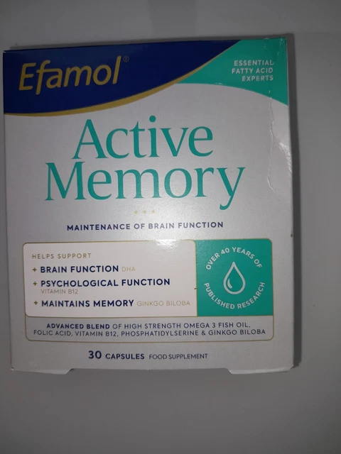 EFAMOL ACTIVE MEMORY 30 capsules to support brain and memory function £ ...