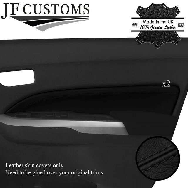 BLACK STITCH LEATHER 2X Front Door Trim Inserts For Suzuki Vitara Ly 15 ...