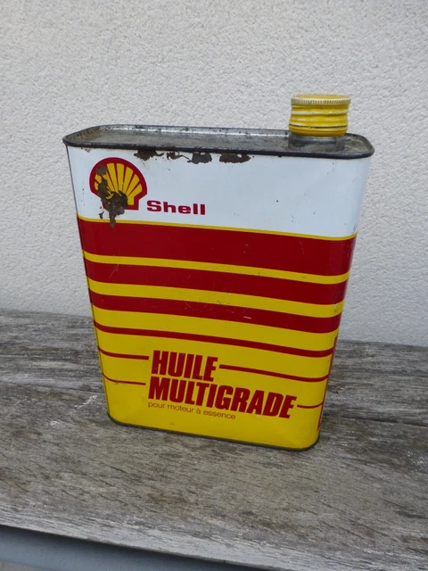 ANCIEN BIDON SHELL MULTIGRADE OIL HUILE MOTEUR OIL CAN DECO GARAGE ...