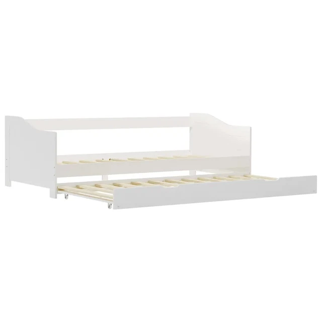 WALPLUS PULL-OUT SOFA Bed Frame White Pinewood 90x200 cm Wooden Guest ...